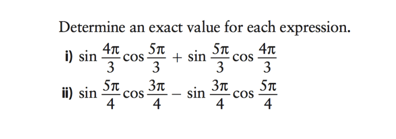 Solved i) sin 41 COS Determine an exact value for each | Chegg.com