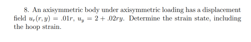 Solved 8. An axisymmetric body under axisymmetric loading | Chegg.com