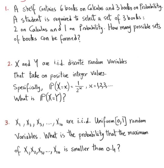 Solved 1. A shelf contains 6 books on Calculus and 3 books | Chegg.com