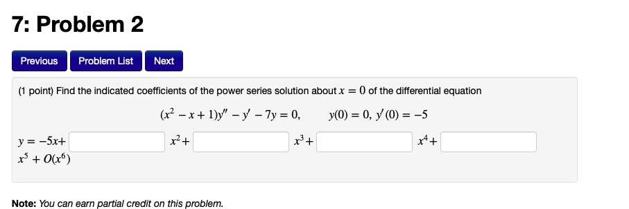 Solved 7: Problem 2 Previous Problem List Next 0 of the | Chegg.com