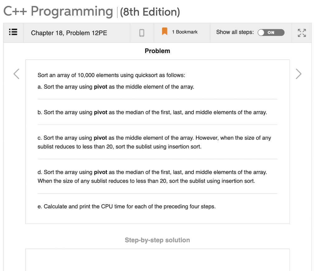 Solved C++ Programming (8th Edition) Chapter 18, Problem | Chegg.com