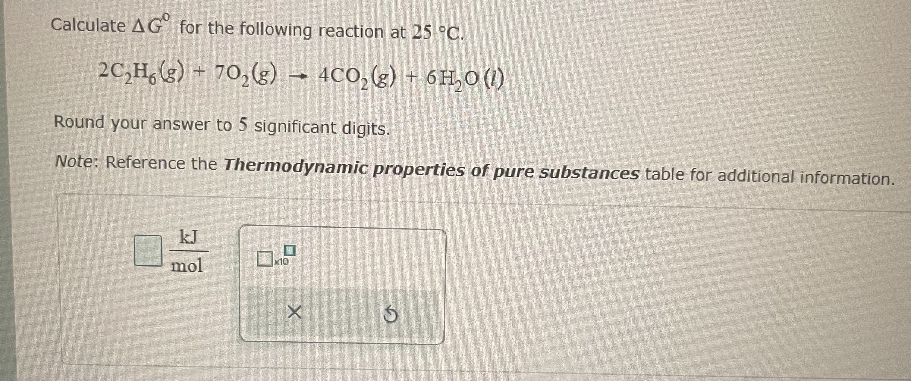 Calculate ΔG° ﻿for the following reaction at | Chegg.com