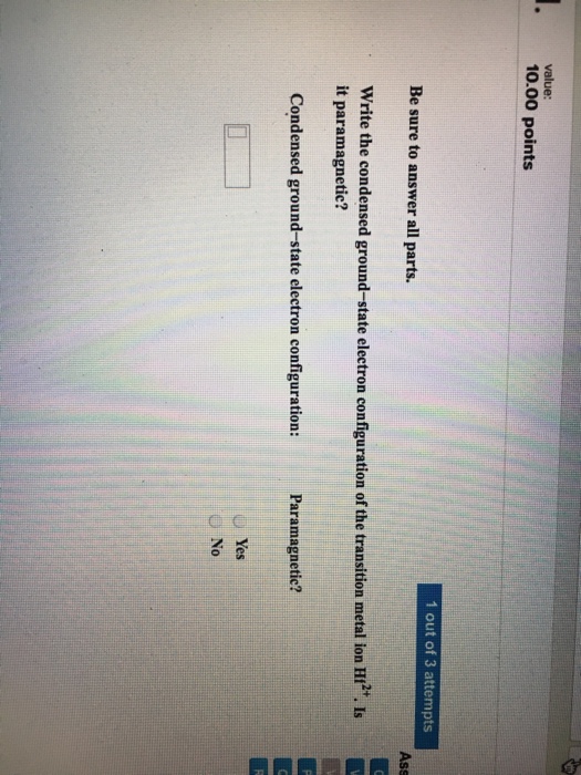 Solved value: 10.00 points 1 out of 3 attempts Be sure to | Chegg.com Solved value: 10.00 points 1 out of 3 attempts Be sure to | Chegg.com