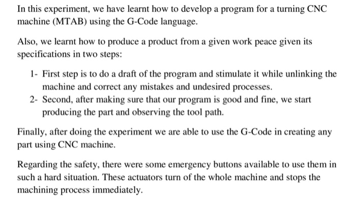 Solved The objective of this experiment is to develop a CNC | Chegg.com