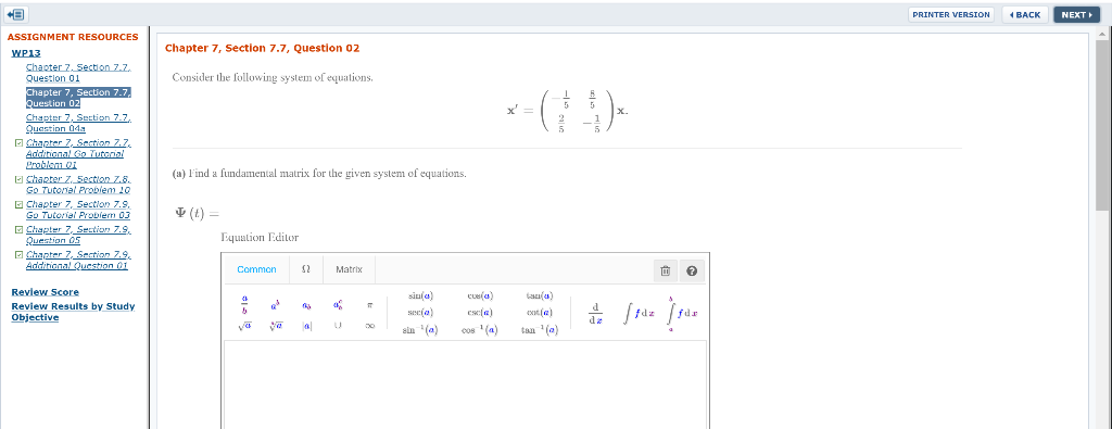 Solved B PRINTER VERSION BACK BACK NEXT NEXT Chapter 7, | Chegg.com