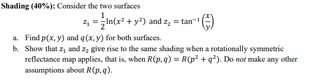 Solved Shading (40%) : Consider the two surfaces | Chegg.com