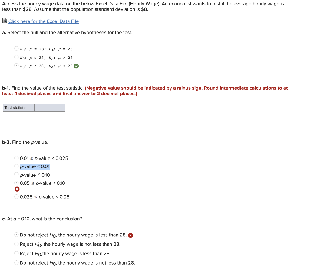 Solved Access The Hourly Wage Data On The Below Excel Data