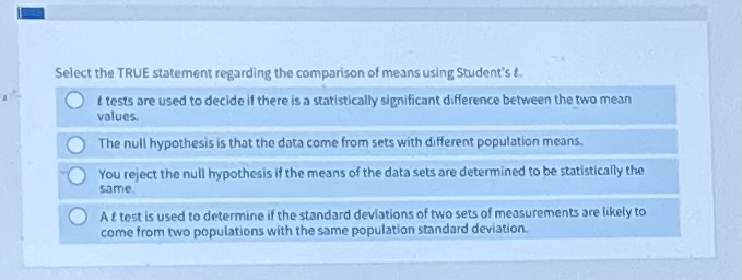 Solved Select the TRUE statement regarding the comparison of | Chegg.com