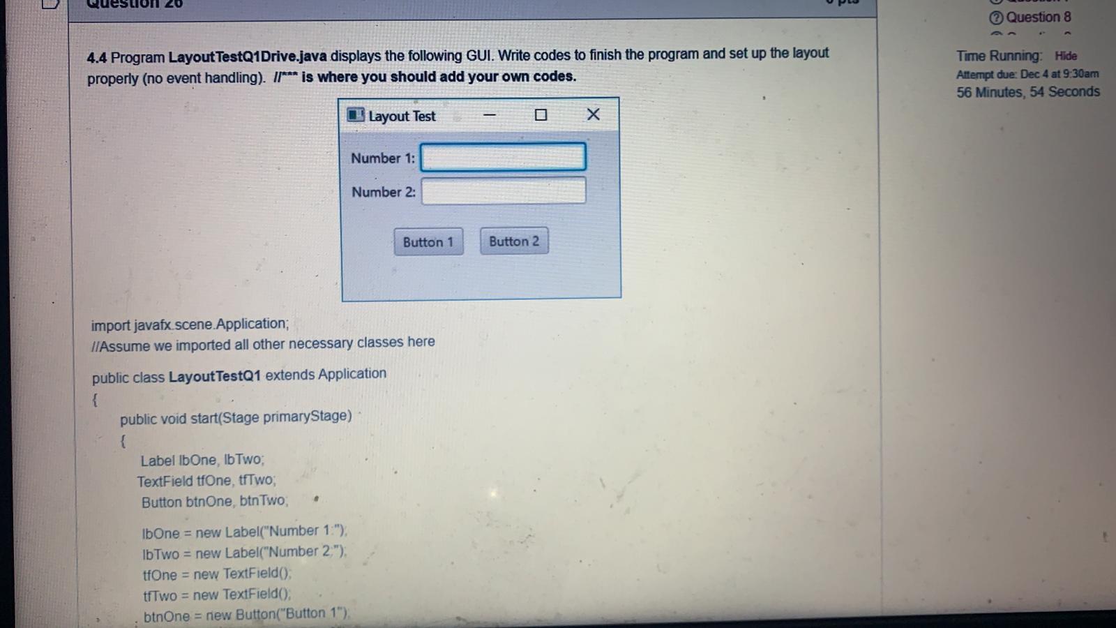 Solved on 20 Question 8 4.4 Program Layout TestQ1Drive.java | Chegg.com