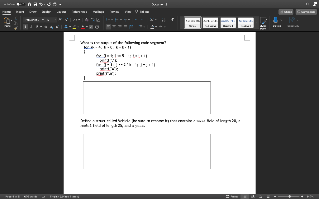 Solved AutoSave OFF OFF A SU Document3 a Home Insert Draw | Chegg.com