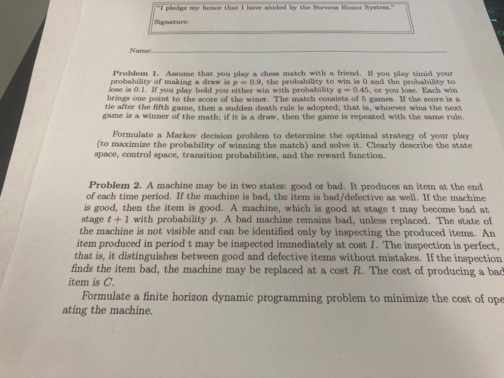 "I pledge my honor that I have abided by the Stevens | Chegg.com