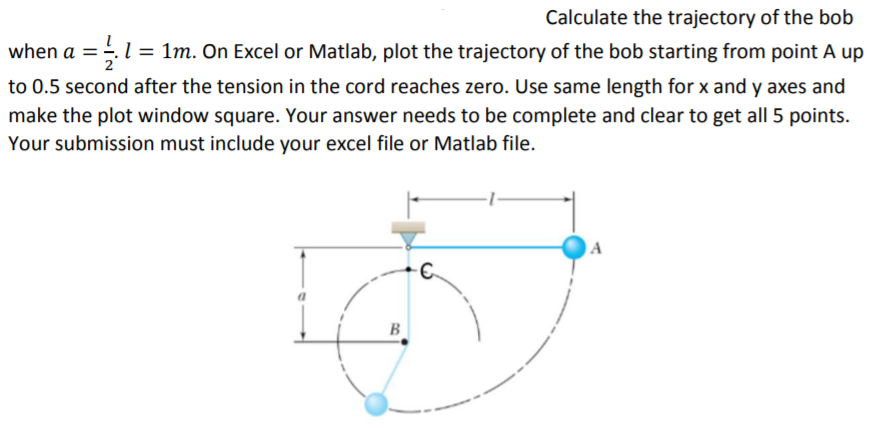 Solved Calculate the trajectory of the bob when a 1m. On | Chegg.com