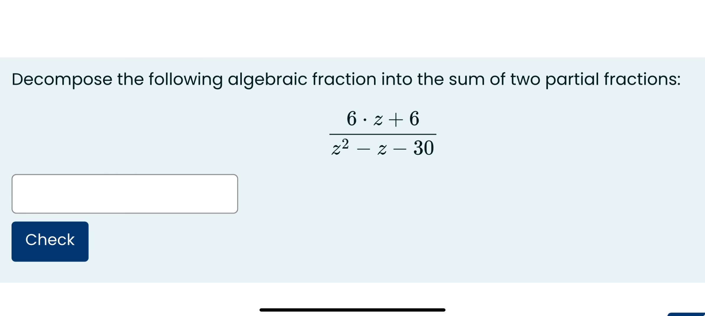 Solved Decompose the following algebraic fraction into the | Chegg.com