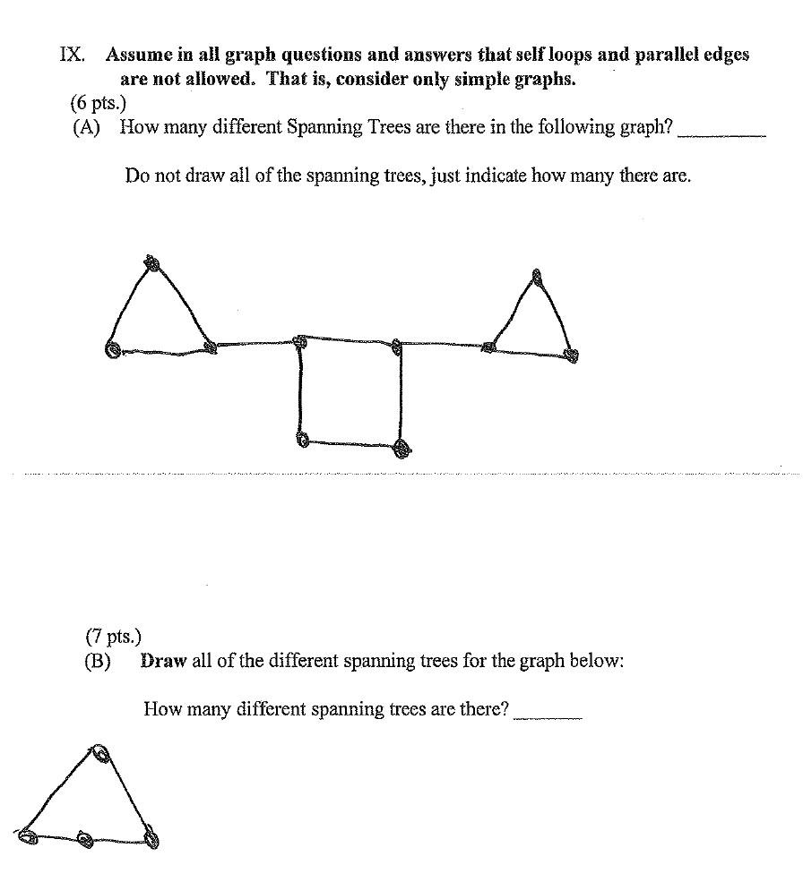 Solved IX. Assume in all graph questions and answers that | Chegg.com