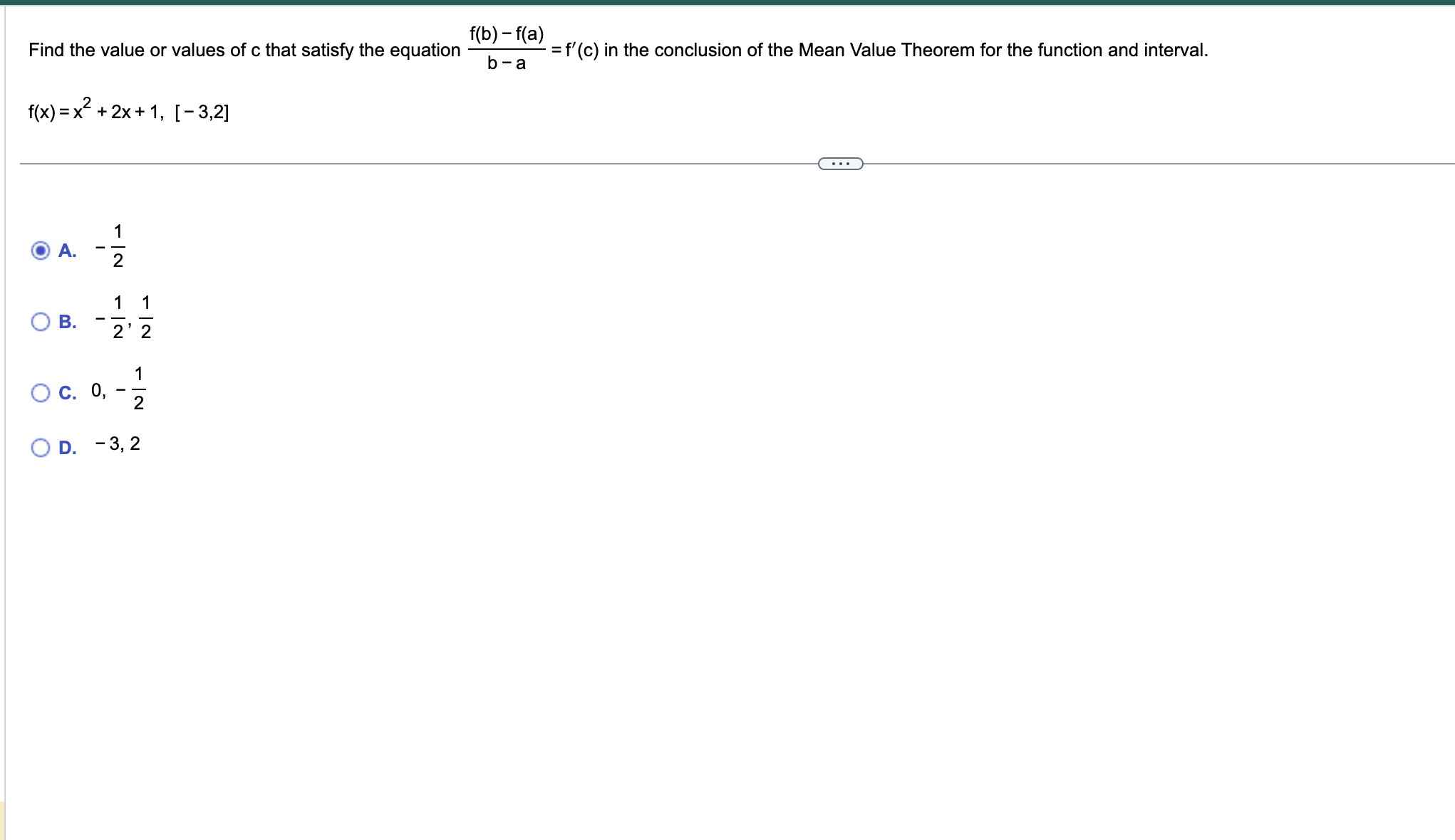Solved Find the value or values of \\( c \\) that satisfy | Chegg.com