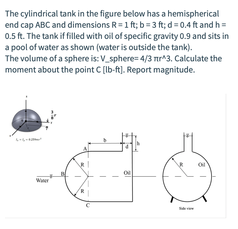 Solved The cylindrical tank in the figure below has a | Chegg.com