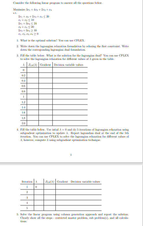 Solved Consider the following linear program to answer all | Chegg.com