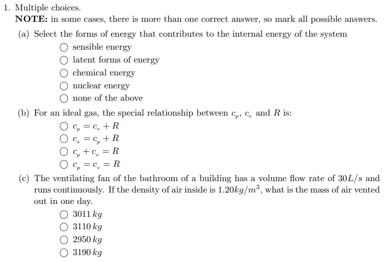Solved Multiple choices. NOTE: in some cases, there is more | Chegg.com