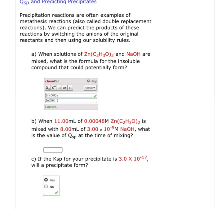 Precipitation Reaction Examples