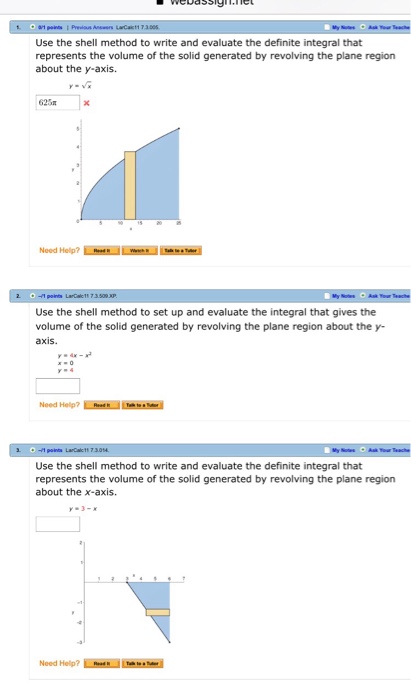 Solved Use the shell method to write and evaluate the | Chegg.com