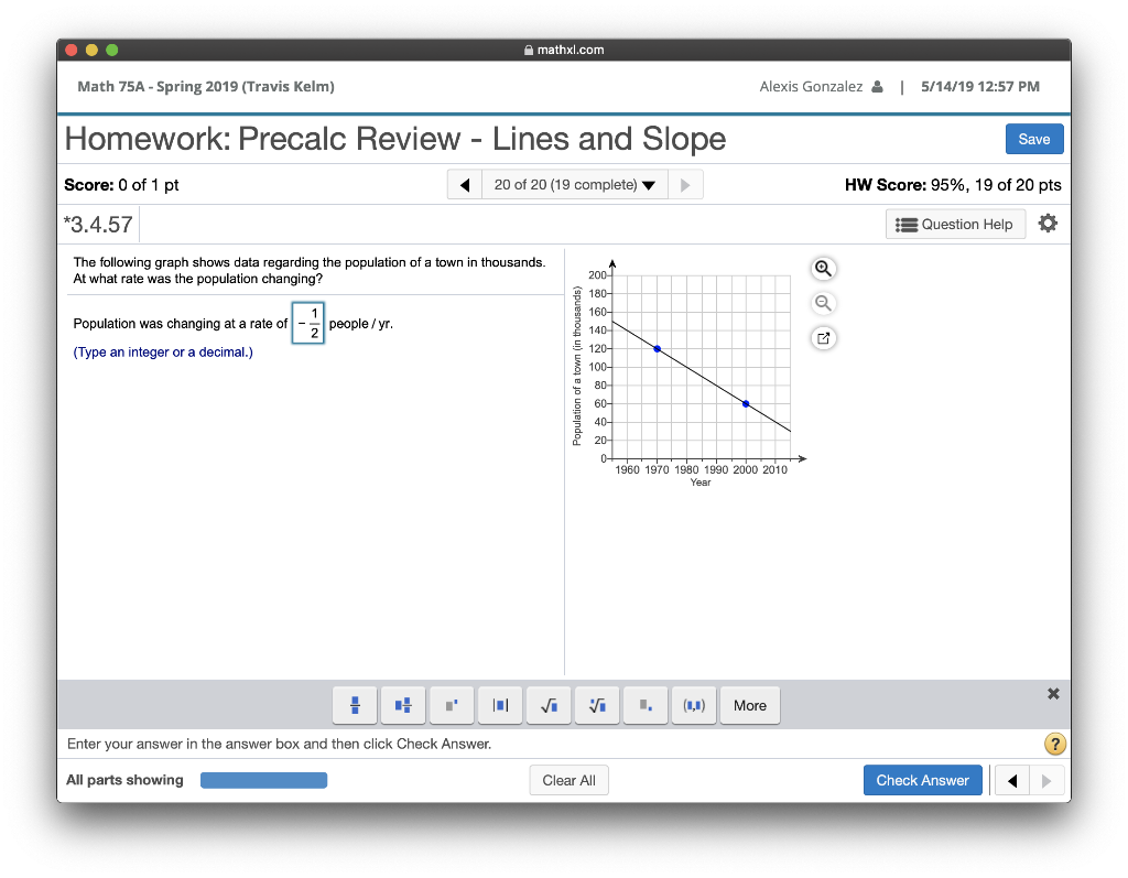 Solved mathxl.com Math 75A Spring 2019 (Travis Kelm) Alexis | Chegg.com