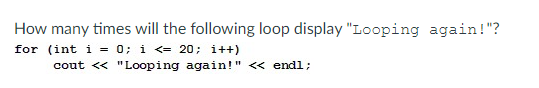 Solved How many times will the following loop display | Chegg.com