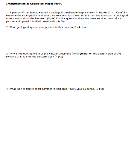 Solved Exercise 1s Interpretation of Geologic Maps, Part C | Chegg.com