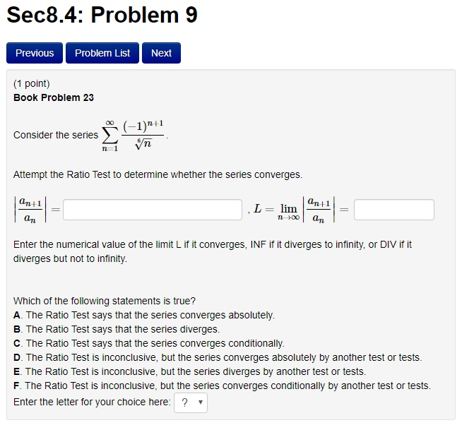 Solved Sec8.4: Problem 9 Previous Problem List Next (1 | Chegg.com Solved Sec8.4: Problem 9 Previous Problem List Next (1 | Chegg.com