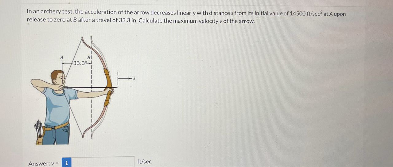 Solved In an archery test, the acceleration of the arrow | Chegg.com