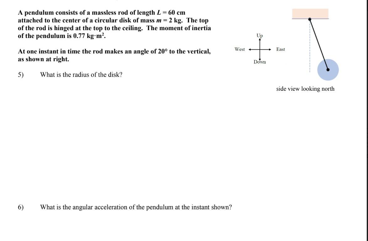 Solved A pendulum consists of a massless rod of length L=60 | Chegg.com