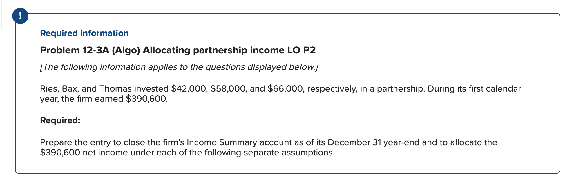 Solved Required information Problem 12-3A (Algo) Allocating | Chegg.com