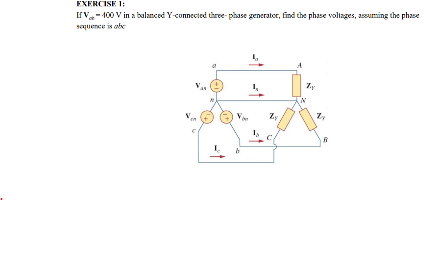 Solved If Vab=400 V in a balanced Y-connected three- phase | Chegg.com