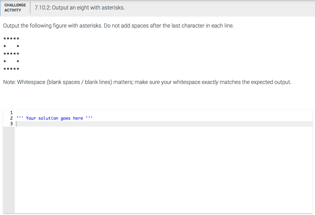 Solved CHALLENGE ACTIVITY 7.10.3: Generate output for given | Chegg.com
