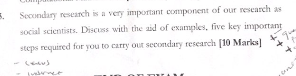 Secondary research is a very important component of | Chegg.com