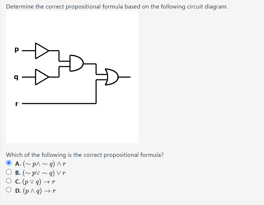 Solved Determine the correct propositional formula based on | Chegg.com