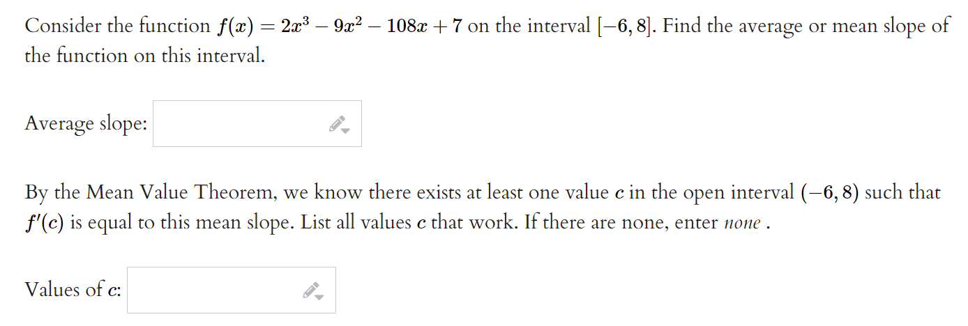 Solved = Consider the function f(x) = 2x3 – 9x2 – 108x + 7 | Chegg.com