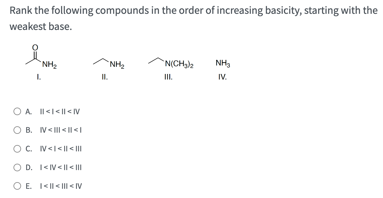 Solved Rank the following compounds in the order of | Chegg.com
