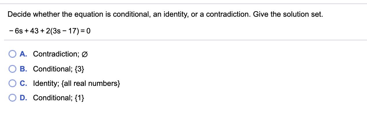 Solved Decide whether the equation is conditional, an | Chegg.com