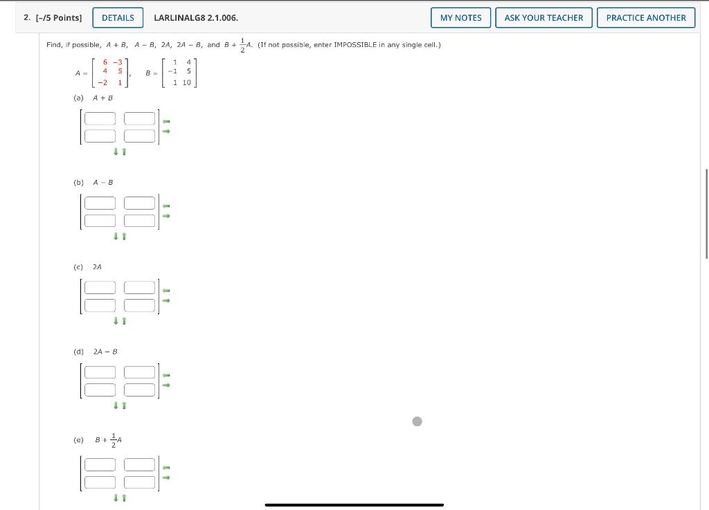 Solved possible, A+B,A−B,2A,2A−B, and B+21A | Chegg.com