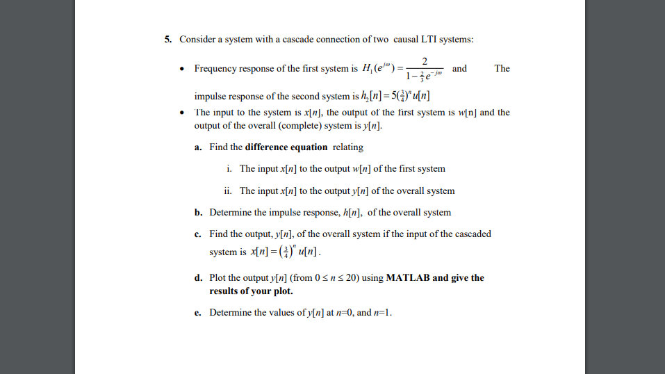 Solved Consider a system with a cascade connection of two | Chegg.com