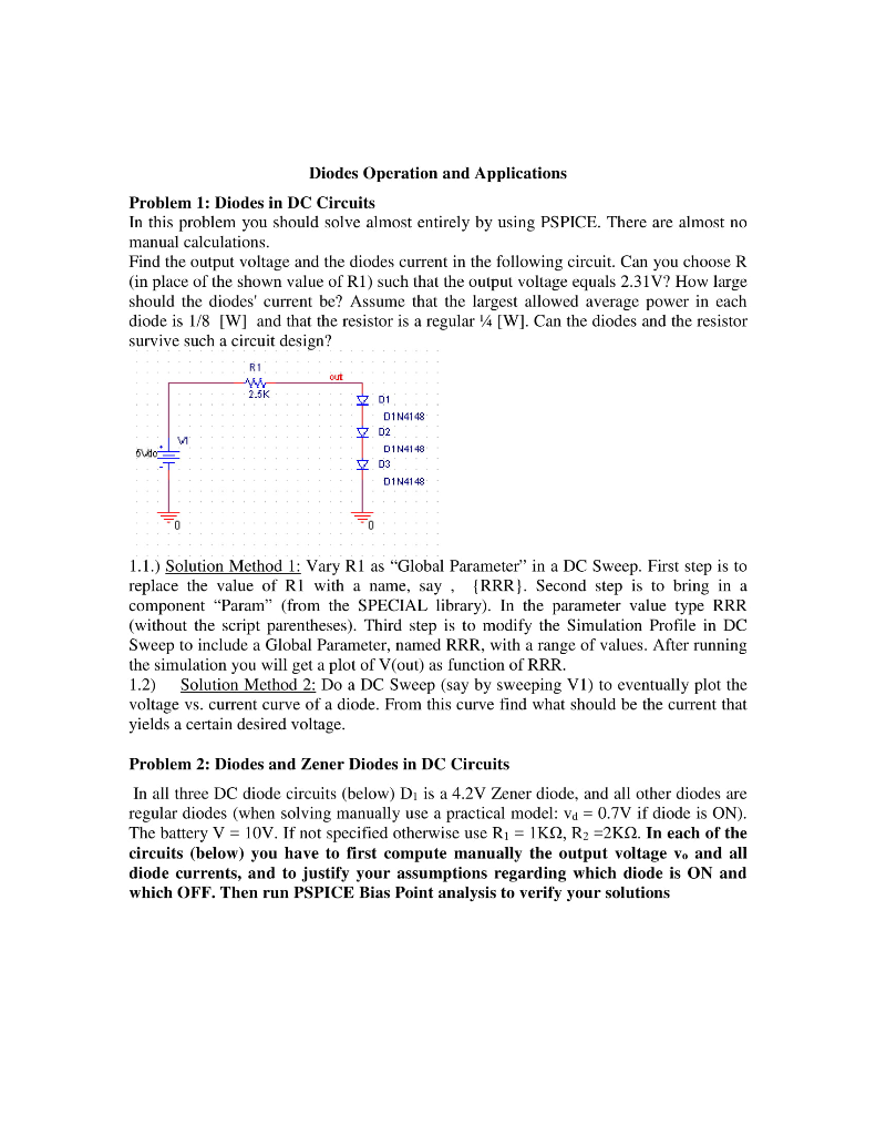 Solved Diodes Operation and Application Problem 1: Diodes in | Chegg.com
