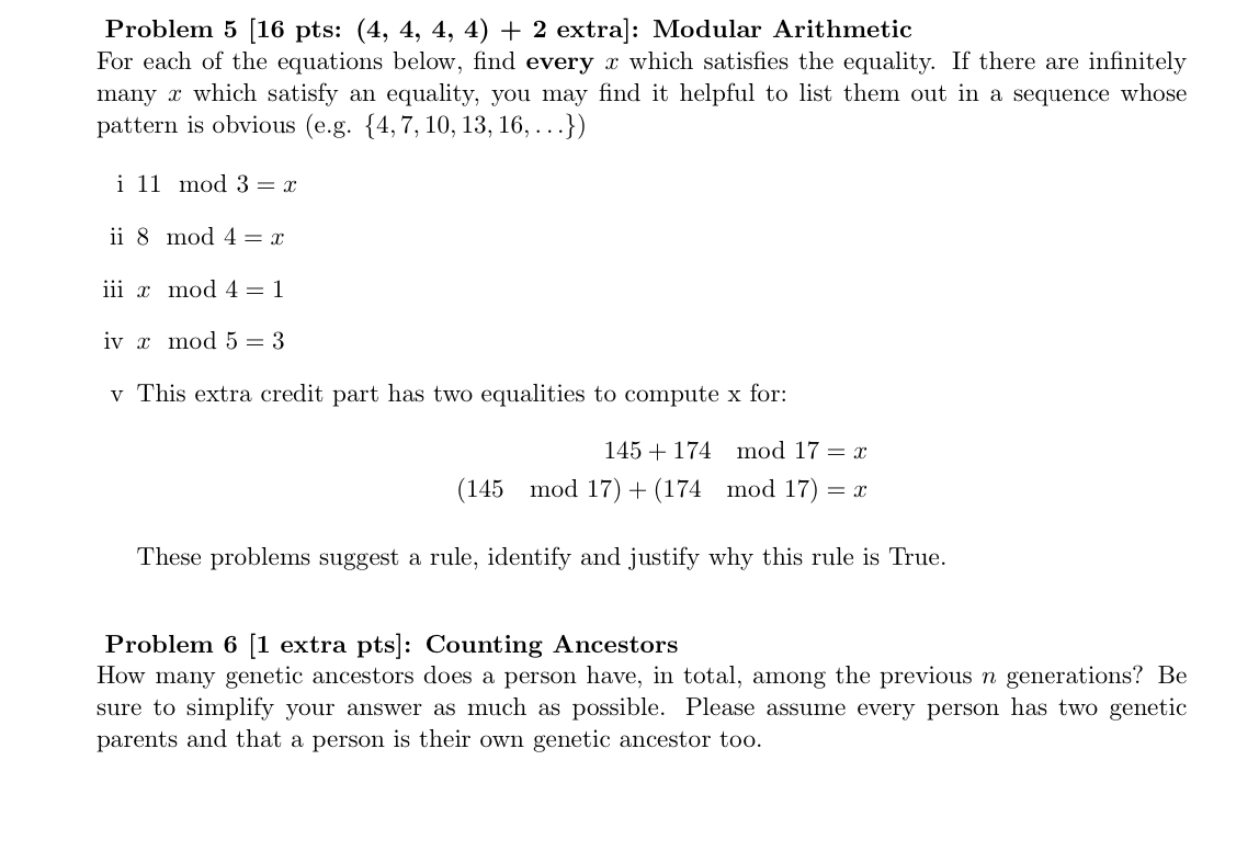 Solved Problem 5 [16 pts: (4,4,4,4)+2 extra]: Modular | Chegg.com