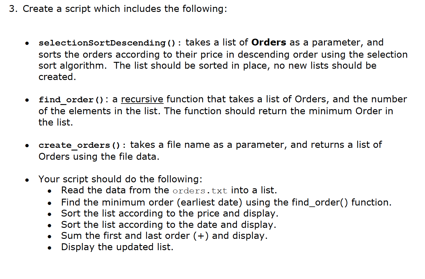 1. Download the class, Order, from Moodle. The class | Chegg.com