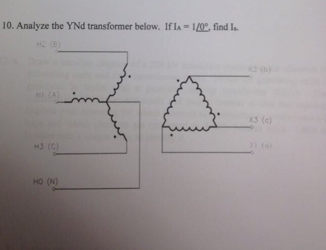Solved 10. Analyze the YNd transformer below. IfIA 10, find | Chegg.com