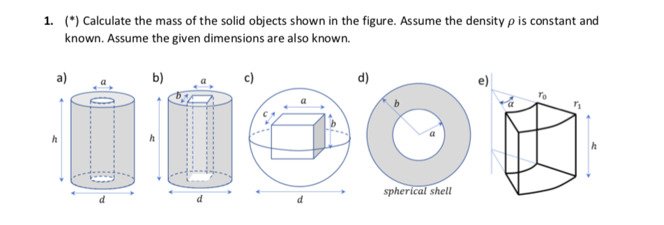 Solved 1. (*) Calculate the mass of the solid objects shown | Chegg.com