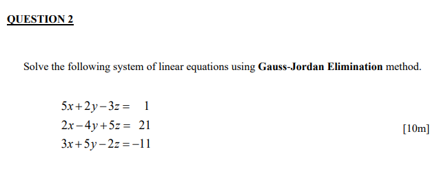 Solved Solve the following system of linear equations using | Chegg.com