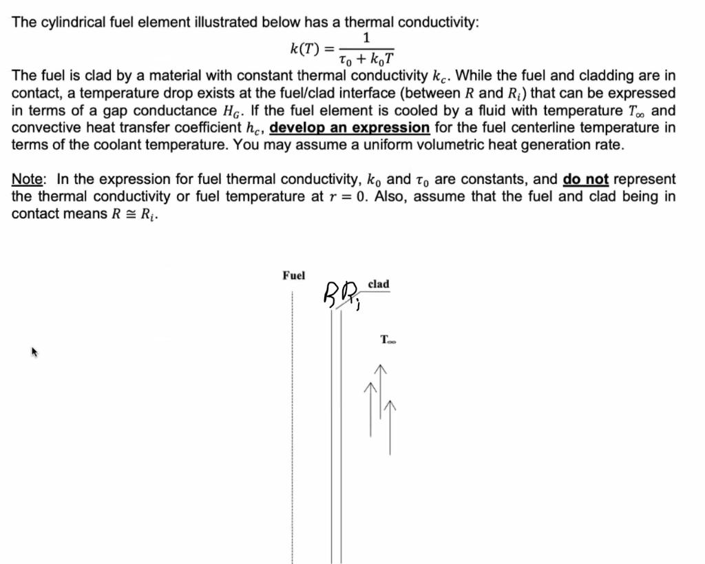 Solved The cylindrical fuel element illustrated below has a | Chegg.com