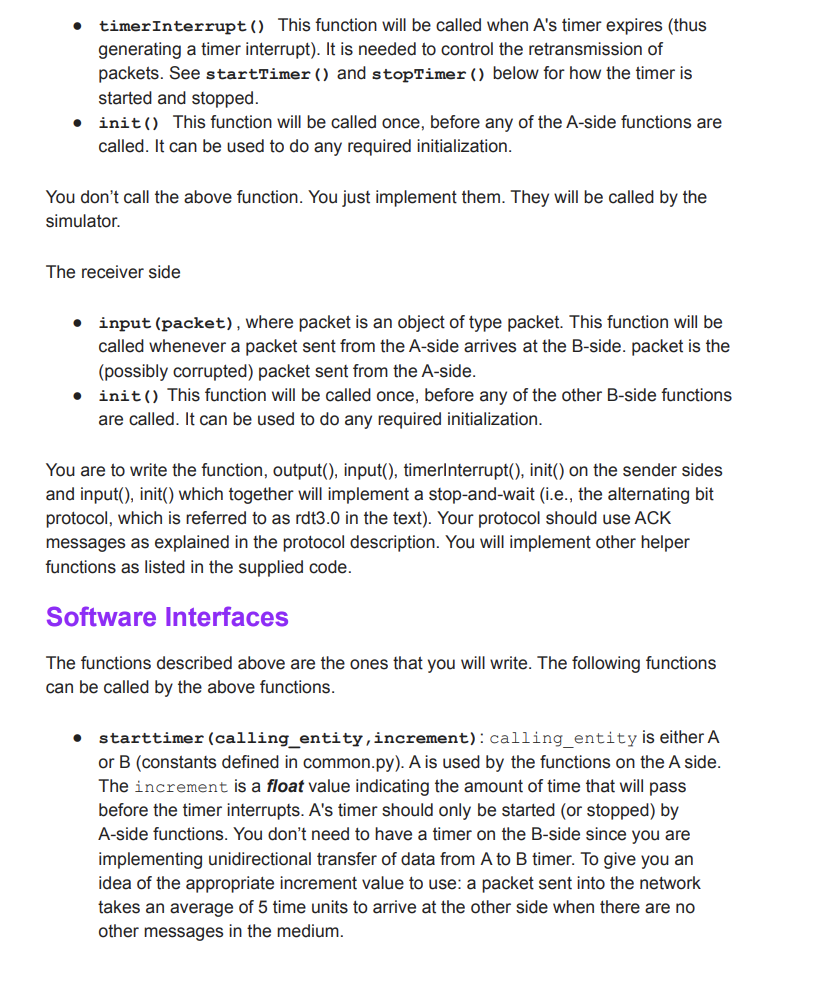 Objectives • Implementing a reliable transport | Chegg.com
