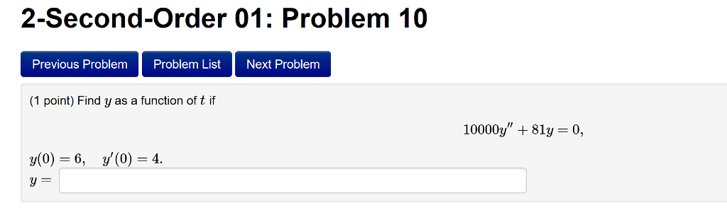 Solved 2-Second-Order 01: Problem 10 Previous Problem | Chegg.com