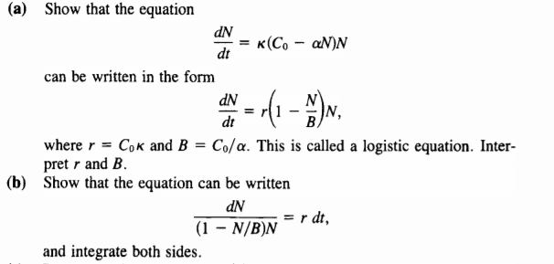 Solved (a) Show that the equation dt can be written in the | Chegg.com